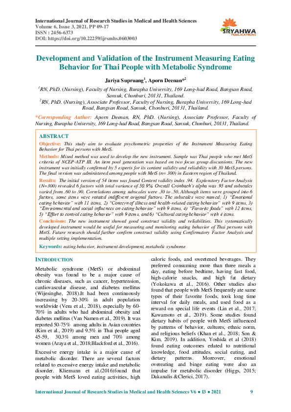 (PDF) Development and validation of an instrument measuring the ...