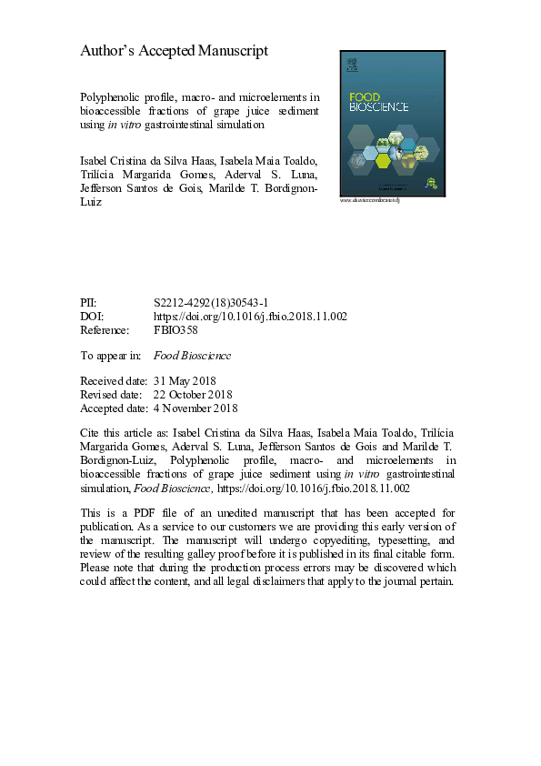 (PDF) Polyphenolic profile, macro- and microelements in bioaccessible ...