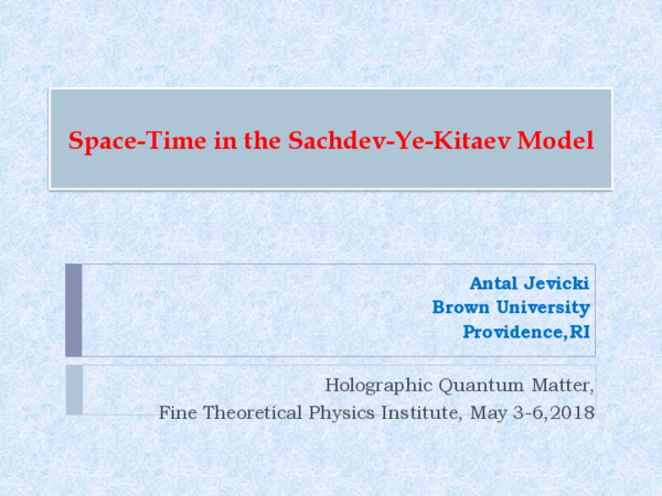 (PDF) Space-Time in the Sachdev-Ye-Kitaev Model