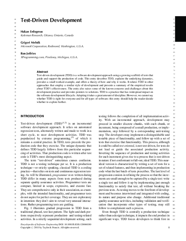(PDF) Test-Driven Development
