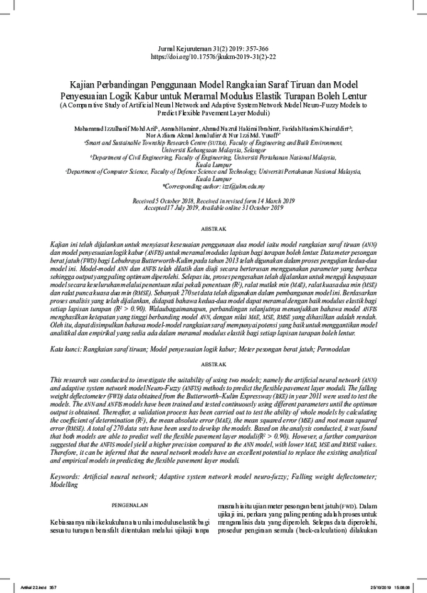 (PDF) A Comparative Study of Artificial Neural Network and Adaptive System Network Model Neuro ...