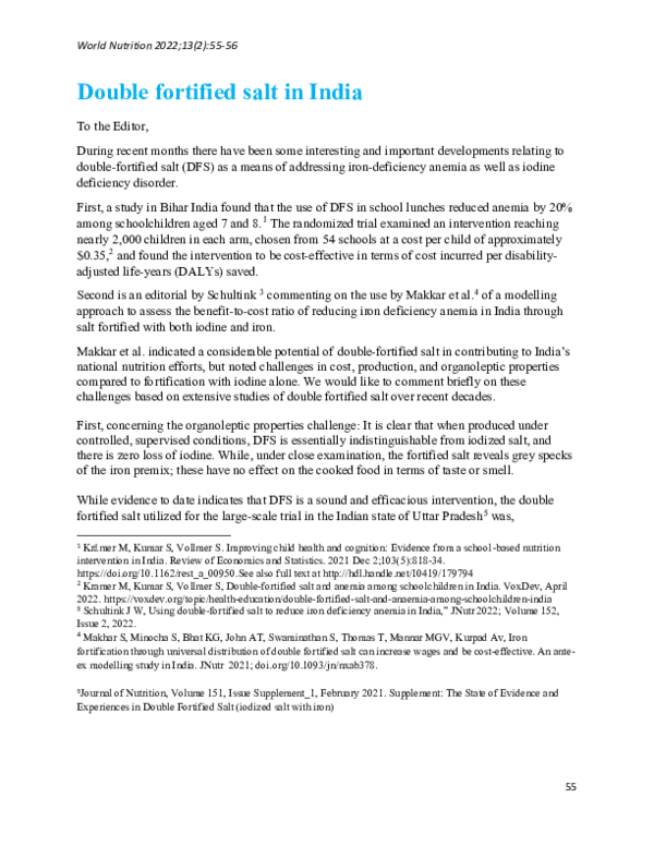 (PDF) Double fortified salt in India