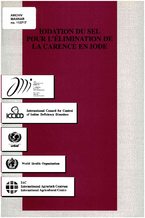 (PDF) Iodation du sel pour l'élimination de la carence en iode