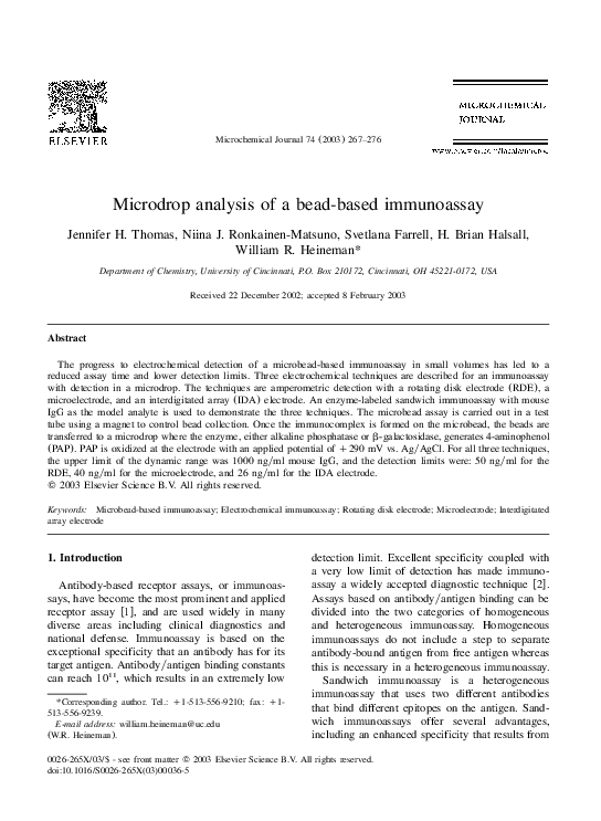 (PDF) Microdrop analysis of a bead-based immunoassay