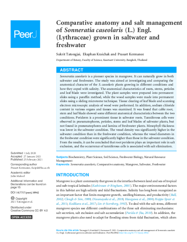 (PDF) Comparative anatomy and salt management of Sonneratia caseolaris ...