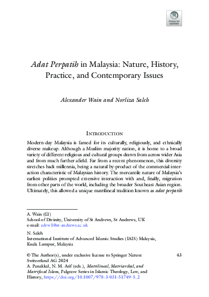 (PDF) Adat Perpatih in Malaysia: Nature, History, Practice, and ...