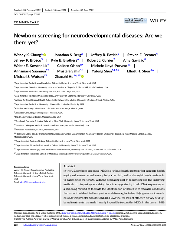 (PDF) Newborn screening for neurodevelopmental diseases: Are we there yet?