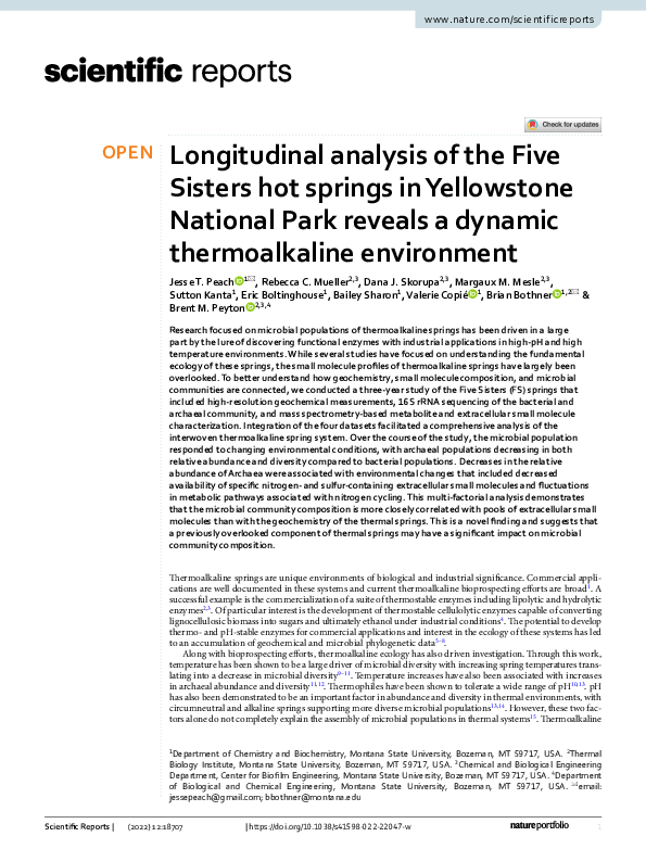(PDF) Longitudinal Analysis of the Five Sisters Hot Springs in ...