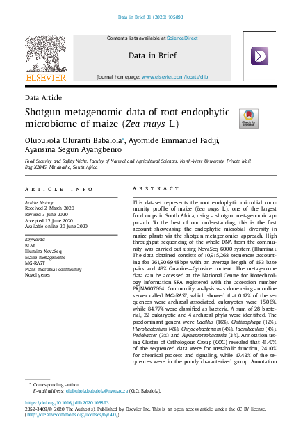 (PDF) Shotgun metagenomic data of root endophytic microbiome of maize ...