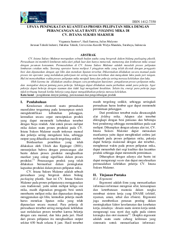 (PDF) Upaya Peningkatan Kuantitas Proses Pelipatan Mika dengan Perancangan Alat Bantu Folding ...