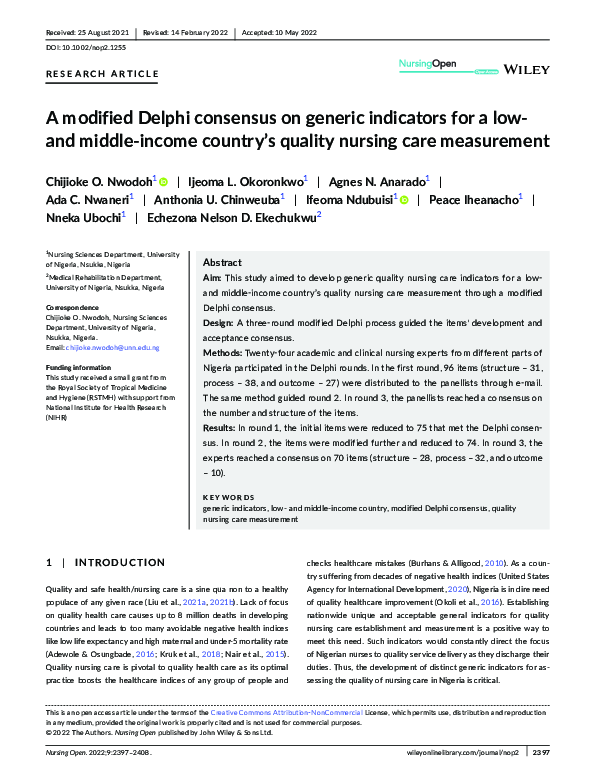 (PDF) A modified Delphi consensus on generic indicators for a low‐ and middle‐income country’s ...