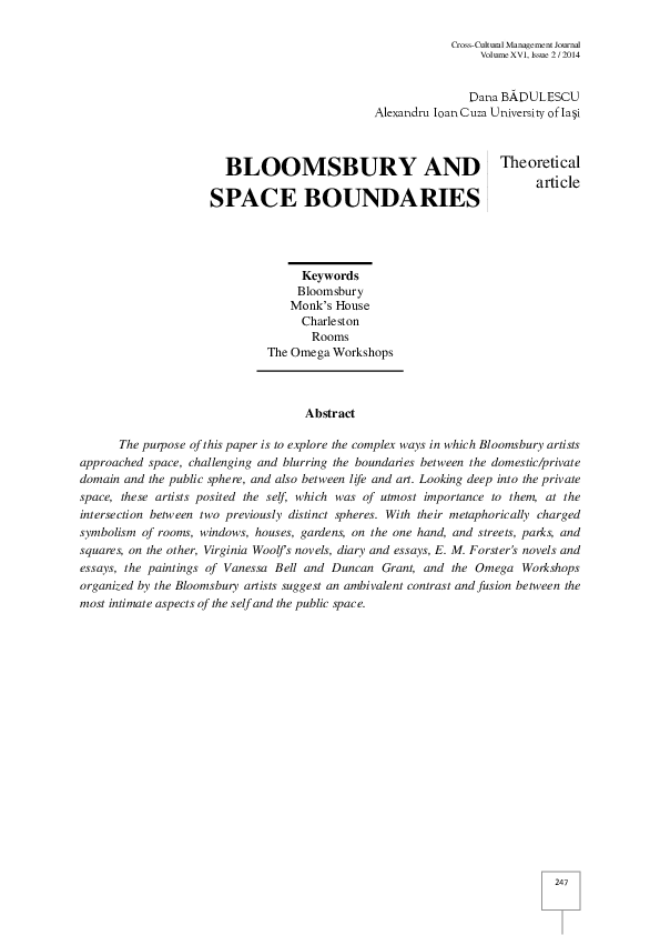 (PDF) Bloomsbury and Space Boundaries