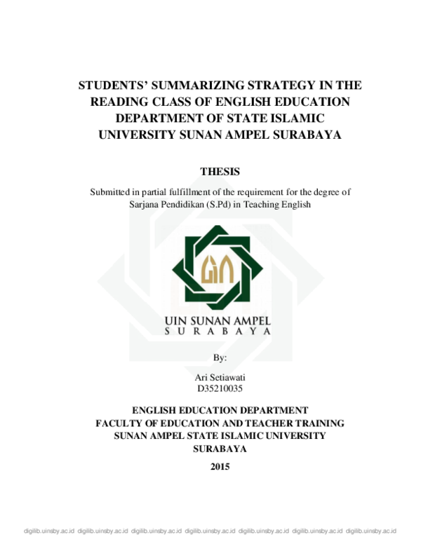 (PDF) Students’ Summarizing Strategy in the Reading Class of English ...