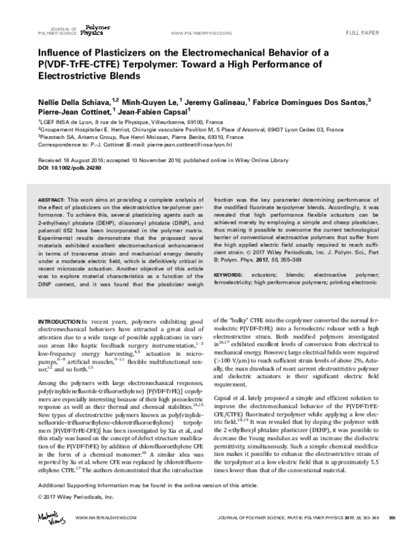 (PDF) Influence of Plasticizers on the Electromechanical Behavior of a ...