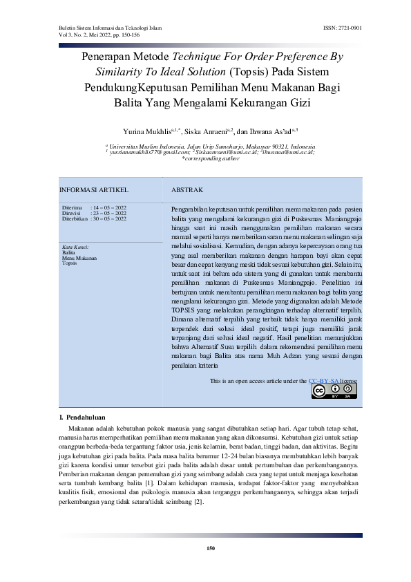 (PDF) Penerapan Metode Technique for Order Preference by Similarity to ...