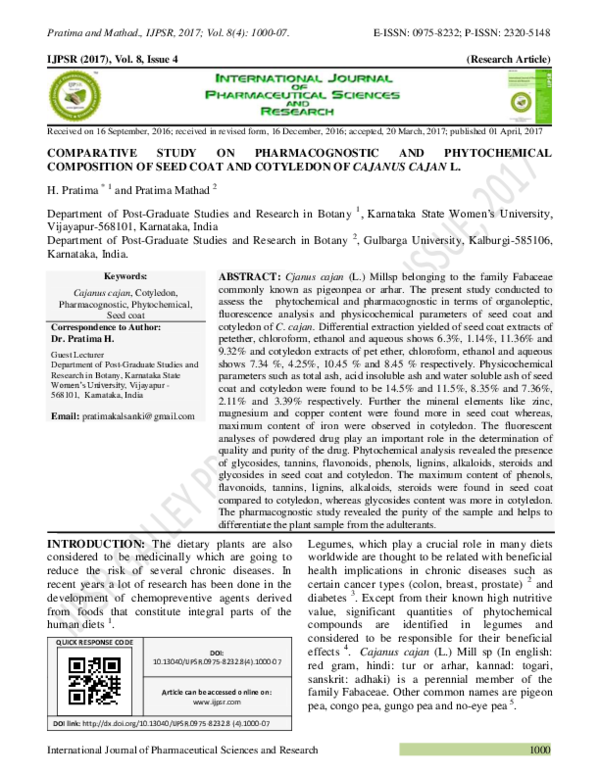 (PDF) COMPARATIVE STUDY ON PHARMACOGNOSTIC AND PHYTOCHEMICAL ...