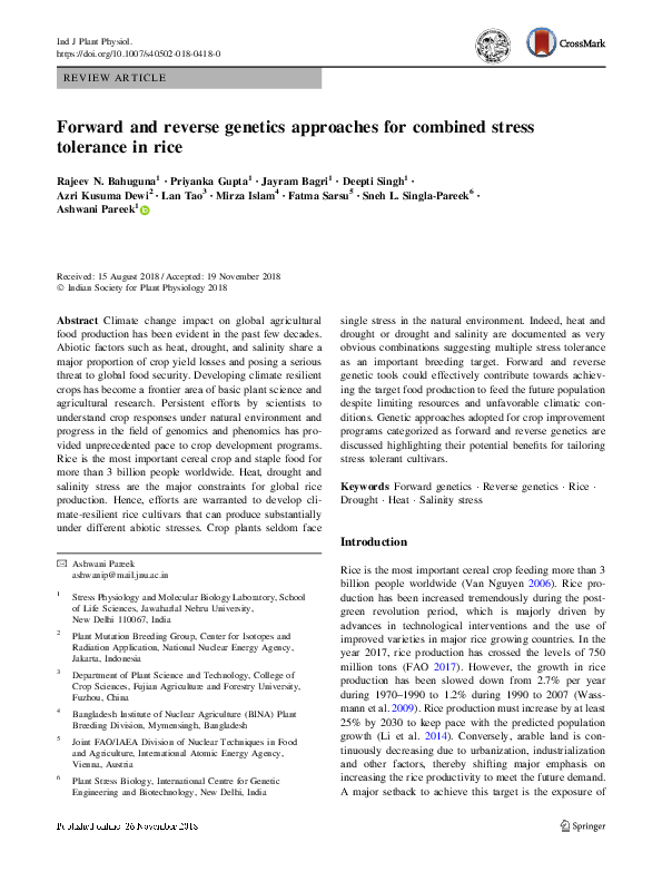 (PDF) Forward and reverse genetics approaches for combined stress ...