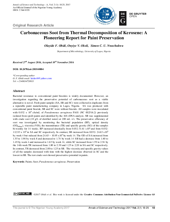 (PDF) Carbonaceous Soot from Thermal Decomposition of Kerosene: A ...