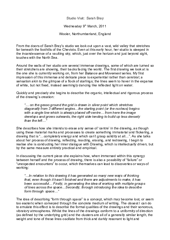 (DOC) Studio Visit: Sarah Bray