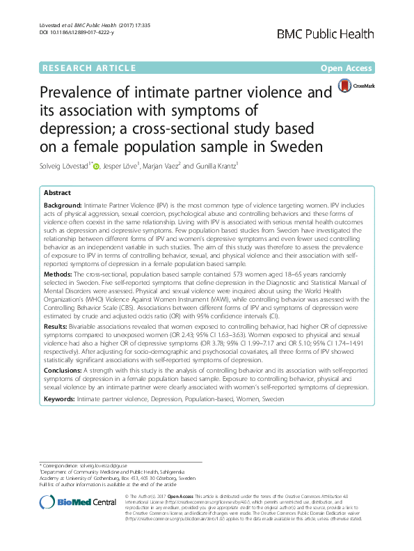 (PDF) Prevalence of intimate partner violence and its association with ...