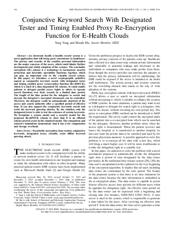 (PDF) Conjunctive Keyword Search With Designated Tester and Timing ...