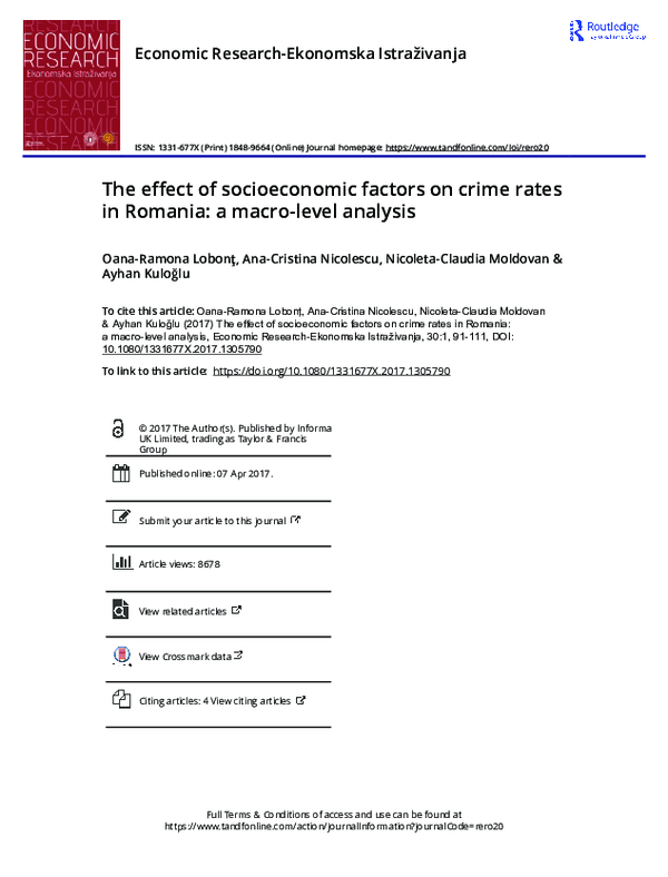 (PDF) The effect of socioeconomic factors on crime rates in Romania: a ...