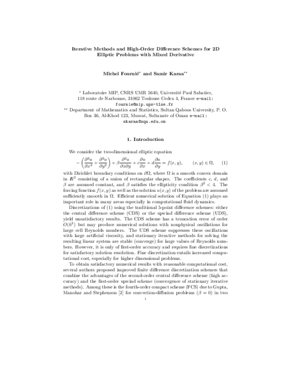 (PDF) Iterative methods and high-order difference schemes for 2D elliptic problems with mixed ...