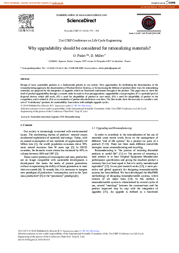 (PDF) Why Upgradability should be Considered for Rationalizing Materials?