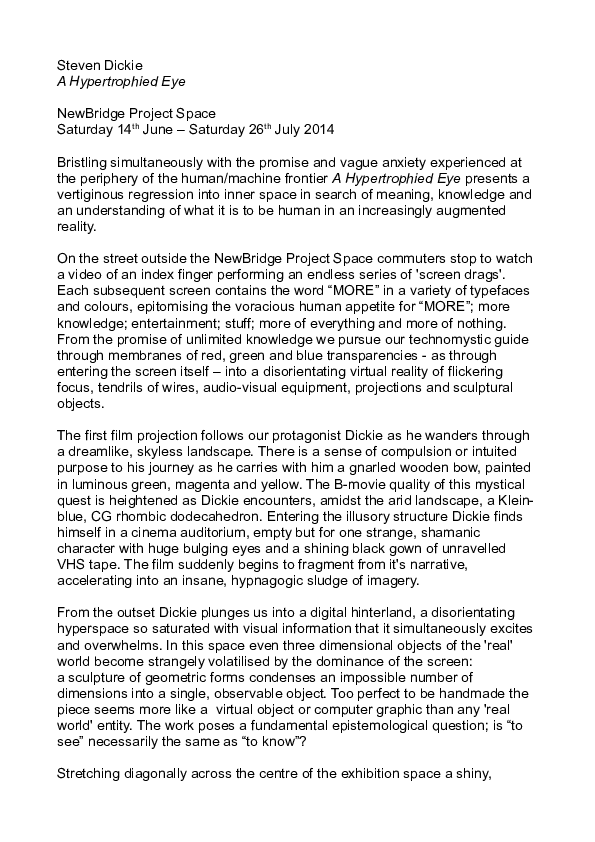 (DOC) Review: Steven Dickie - A Hypertrophied Eye