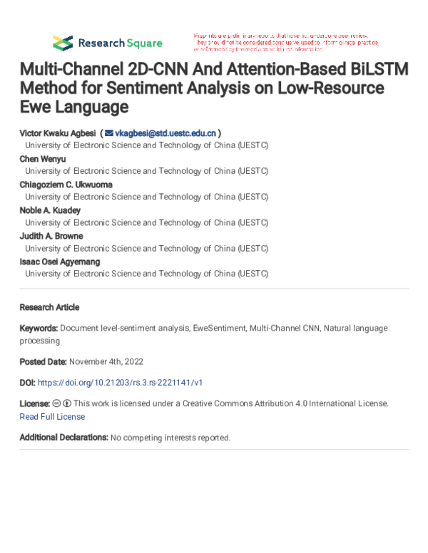 (PDF) Multi-Channel 2D-CNN And Attention-Based BiLSTM Method for Sentiment Analysis on Low ...