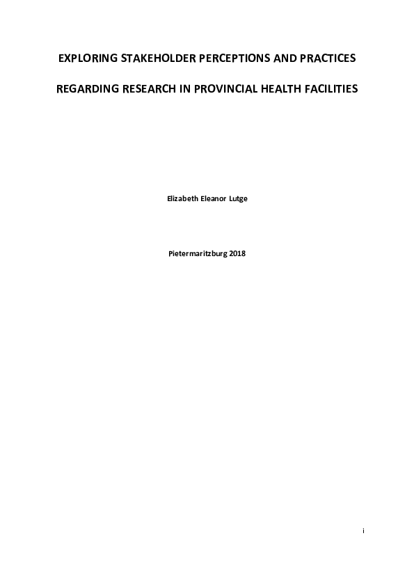 (PDF) Exploring stakeholder perceptions and practices regarding research in provincial health ...