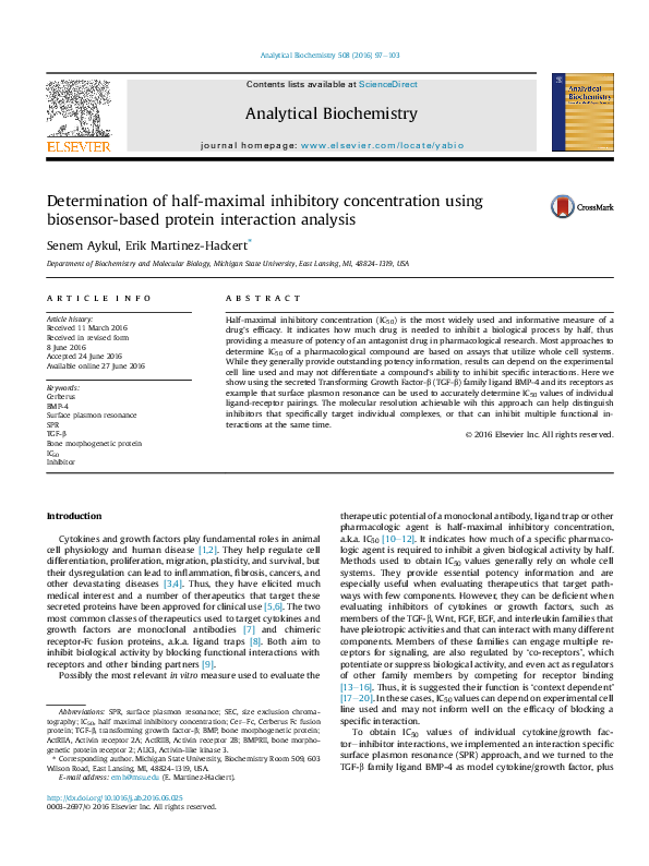 (PDF) Determination of Half-Maximal Inhibitory Concentration of an ...