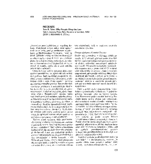 (PDF) Tom R. Tyler: Why People Obey the Law