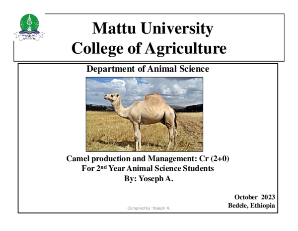 (PDF) Mattu University College of Agriculture Department of Animal ...