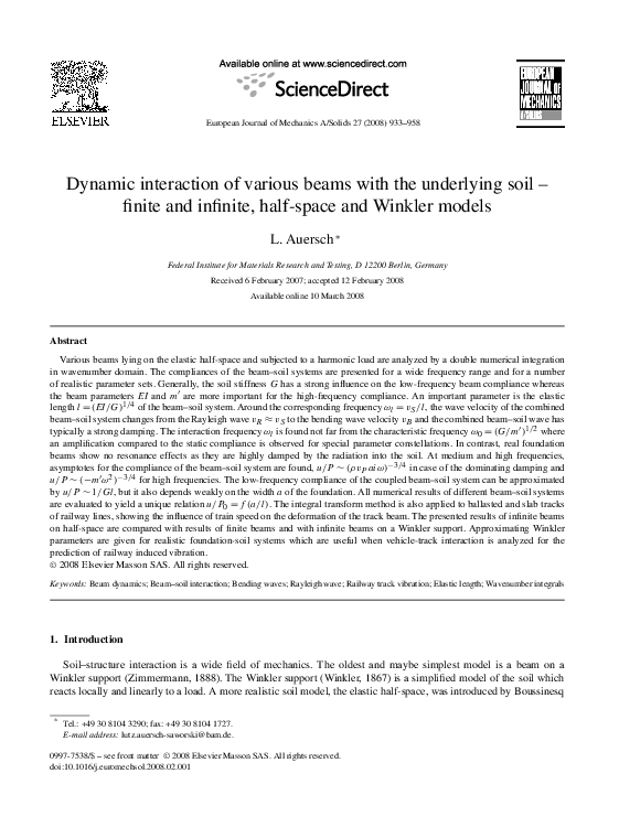 (PDF) Dynamic interaction of various beams with the underlying soil ...