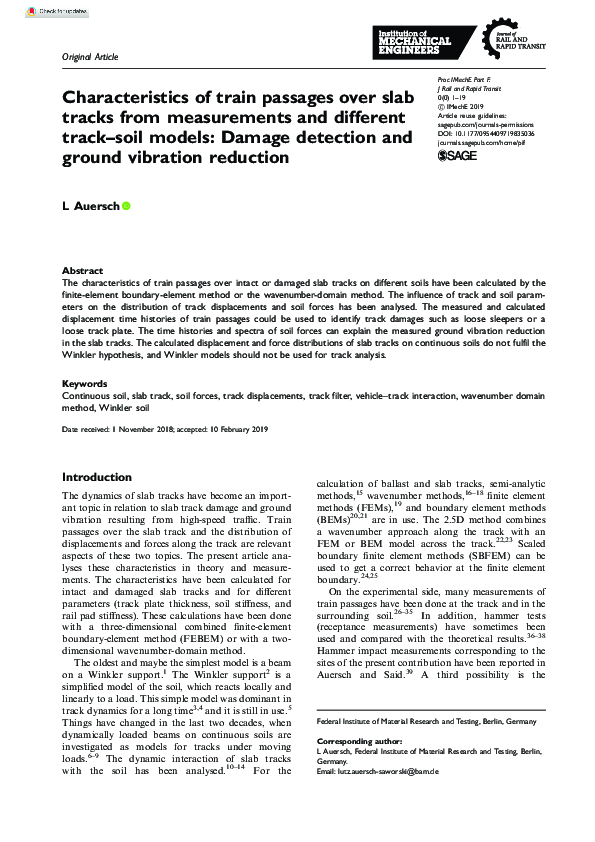 (PDF) Characteristics of train passages over slab tracks from ...