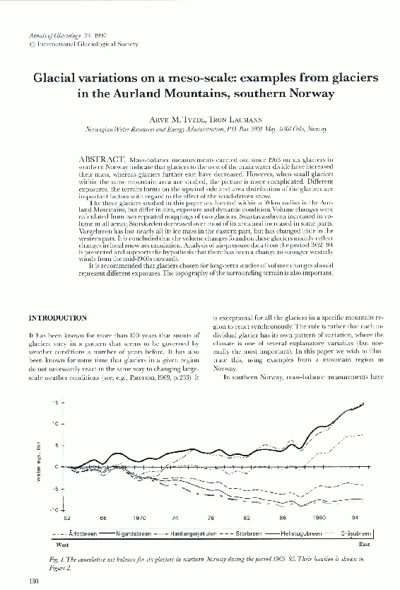 (PDF) Glacial variations on a meso-scale: examples from glaciers in the ...