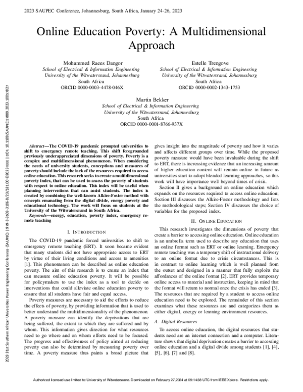 (PDF) Online Education Poverty: A Multidimensional Approach