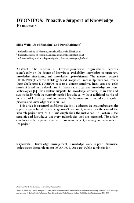 (PDF) Invited Talk: Taking a Knowledge Perspective - The Future of ...