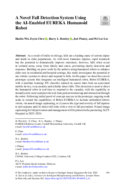 (PDF) A Novel Fall Detection System Using the AI-Enabled EUREKA Humanoid Robot | Barry L ...