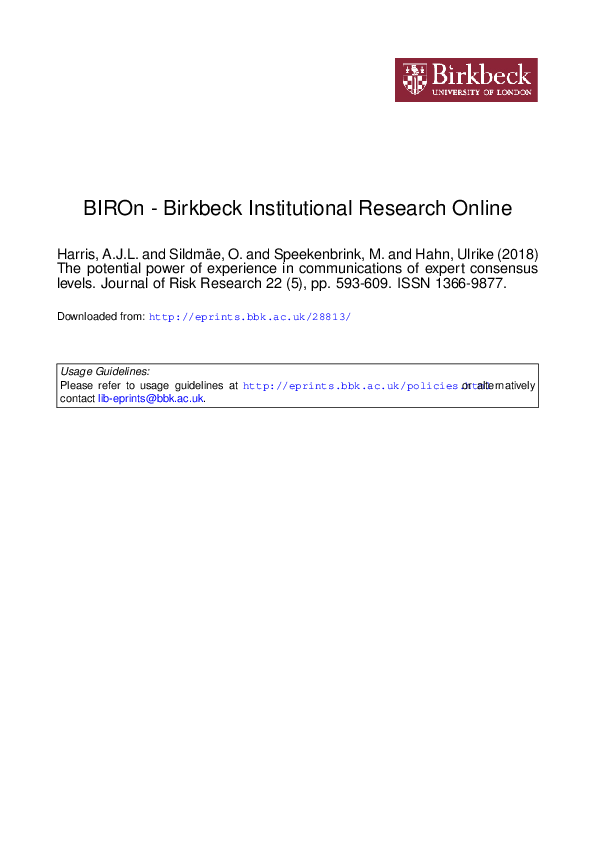 (PDF) The potential power of experience in communications of expert ...