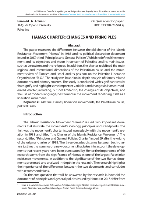 (PDF) Hamas Charter: Changes and Principles