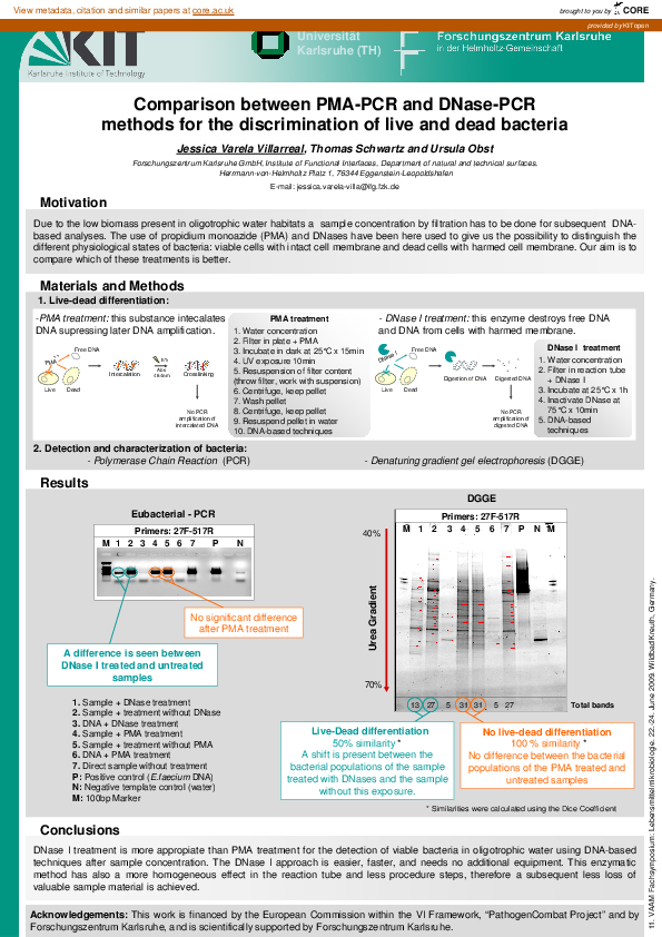 (PDF) Comparison between PMA-PCR and DNase-PCR methods for the ...