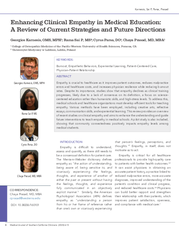 (PDF) Enhancing Clinical Empathy in Medical Education: A Review of ...