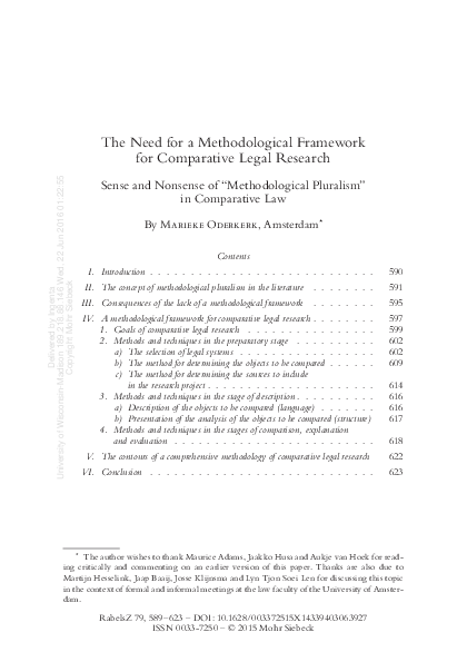(PDF) The Need for a Methodological Framework for Comparative Legal ...