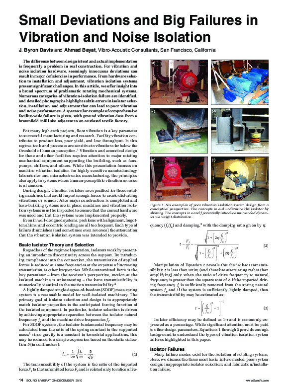 (PDF) Small deviations and big failures in vibration and noise isolation