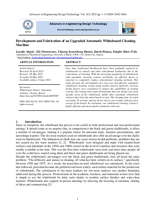 (PDF) Development and Fabrication of an Upgraded Automatic Whiteboard ...