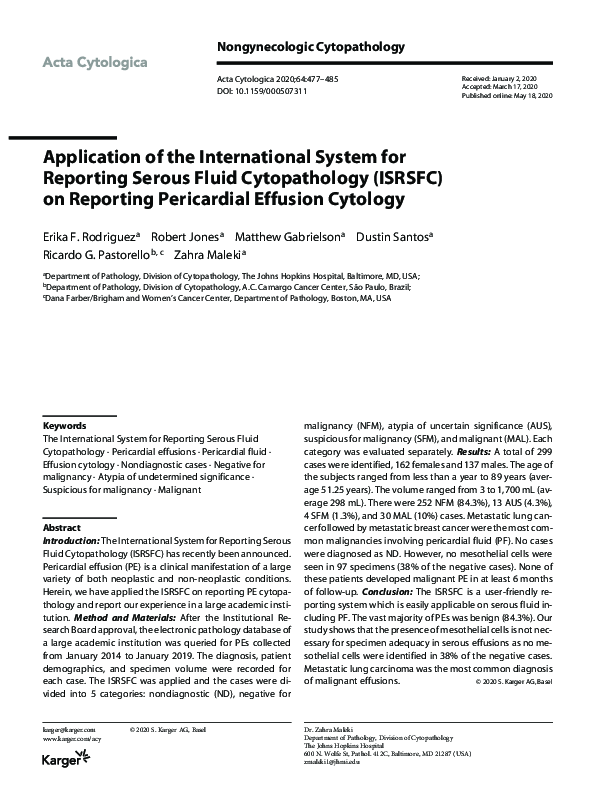 (PDF) Application of the International System for Reporting Serous ...
