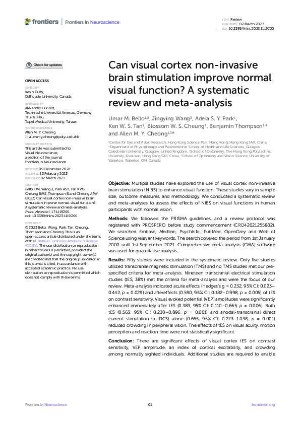 (PDF) Can visual cortex non-invasive brain stimulation improve normal ...