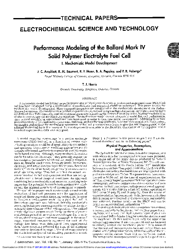 (PDF) Performance Modeling of the Ballard Mark IV Solid Polymer ...